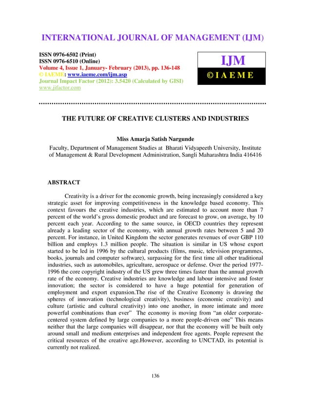 The future of creative clusters and industries | PDF