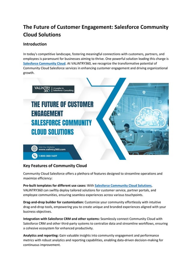 The Future of Customer Engagement: Salesforce Community Cloud Solutions | PDF