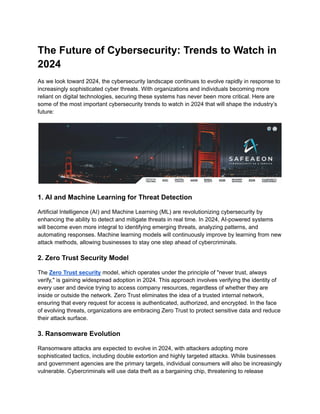 The Future of Cybersecurity Trends to Watch in 2024 | PDF