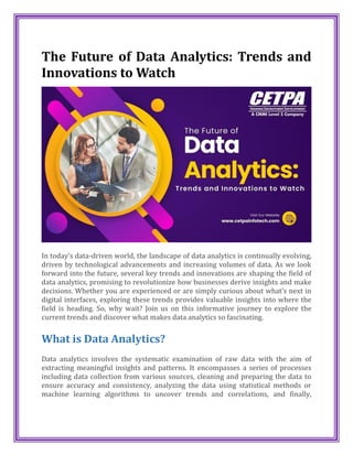 The Future of Data Analytics: Trends and Innovations to Watch - CETPA Infotech | PDF | Internet ...