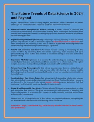The Future of Data Science Trends and Predictions - CETPA Infotech | PDF