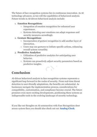 The Future of Door Security: Behavioral Analysis with AI in Face Recognition Systems | PDF
