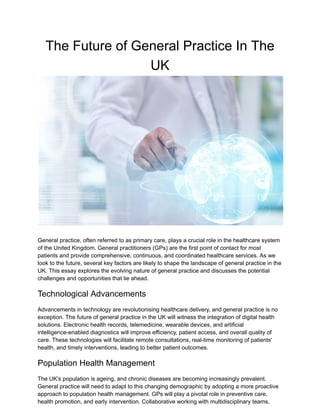The Future of General Practice in the UK.pdf | Healthcare Industry ...