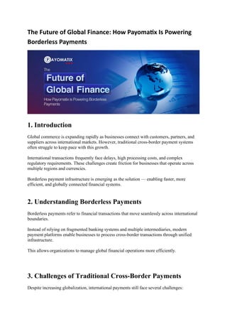 Borderless Payments: The Future of Global Finance | PDF
