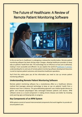 The Future of Healthcare - A Review of Remote Patient Monitoring ...