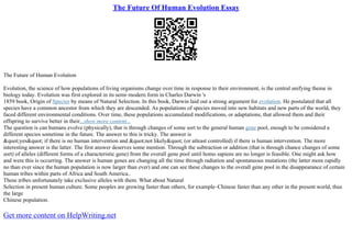The Future Of Human Evolution Essay | PDF