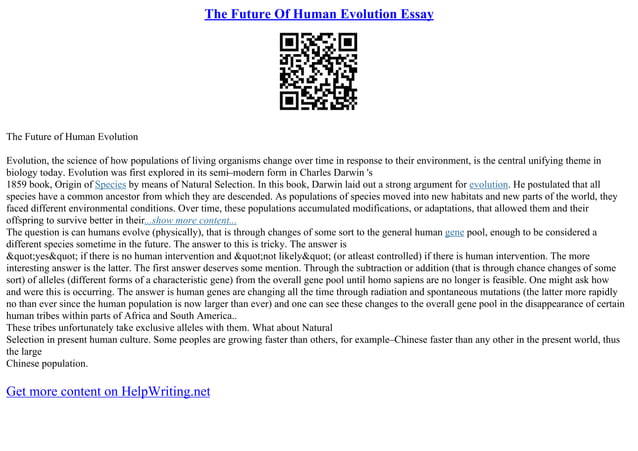 The Future Of Human Evolution Essay | PDF