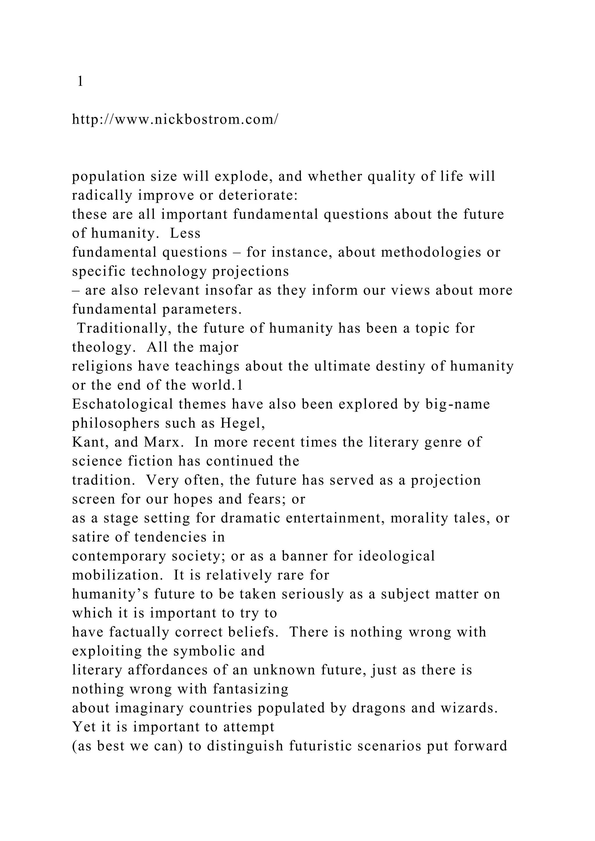 The Future of Humanity Nick Bostrom Future of Humanit.docx