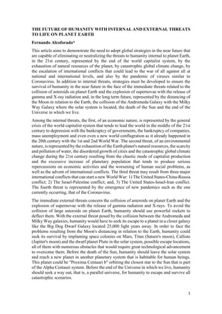 The future of humanity with internal and external threats to life on ...