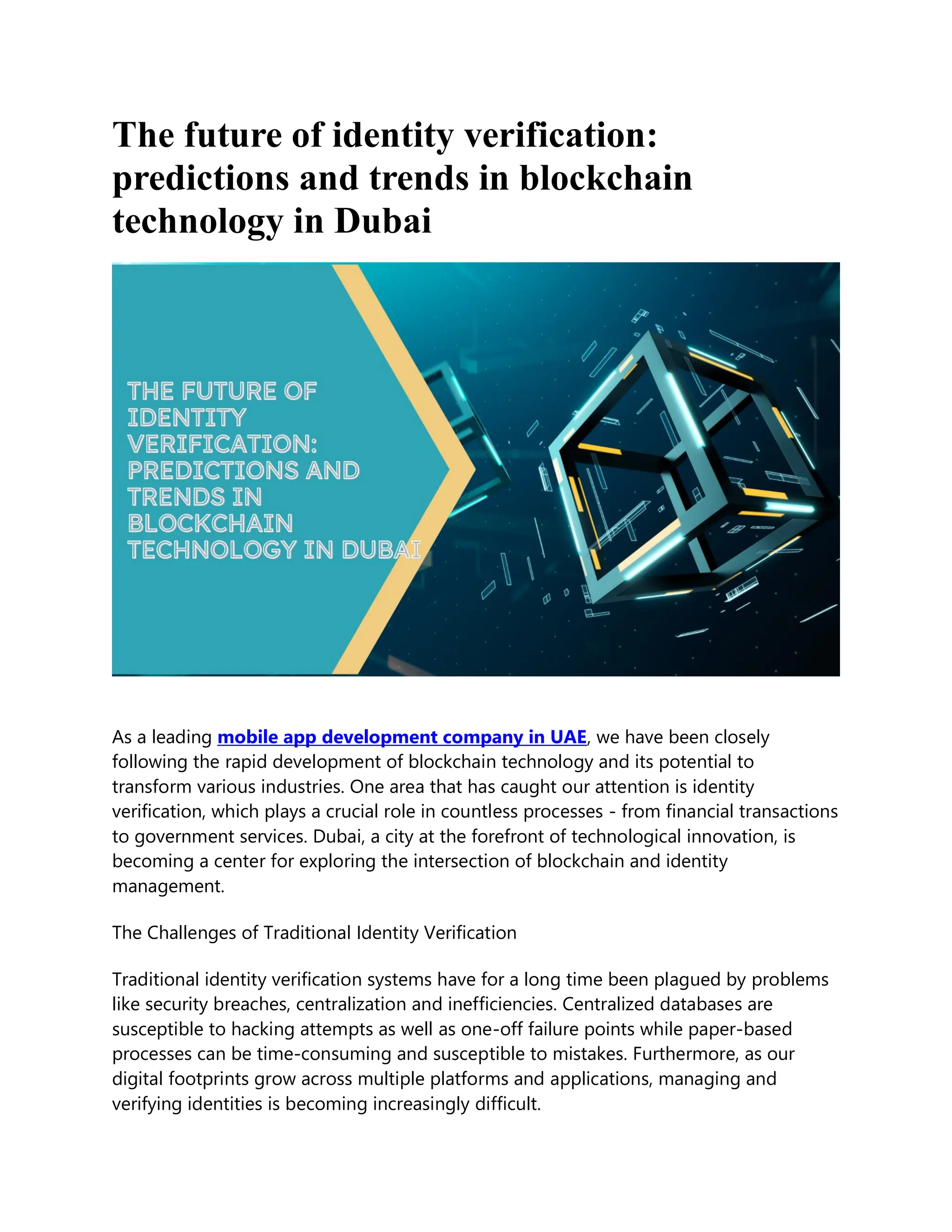 The future of identity verification predictions and trends in blockchain technology in Dubai.pdf ...