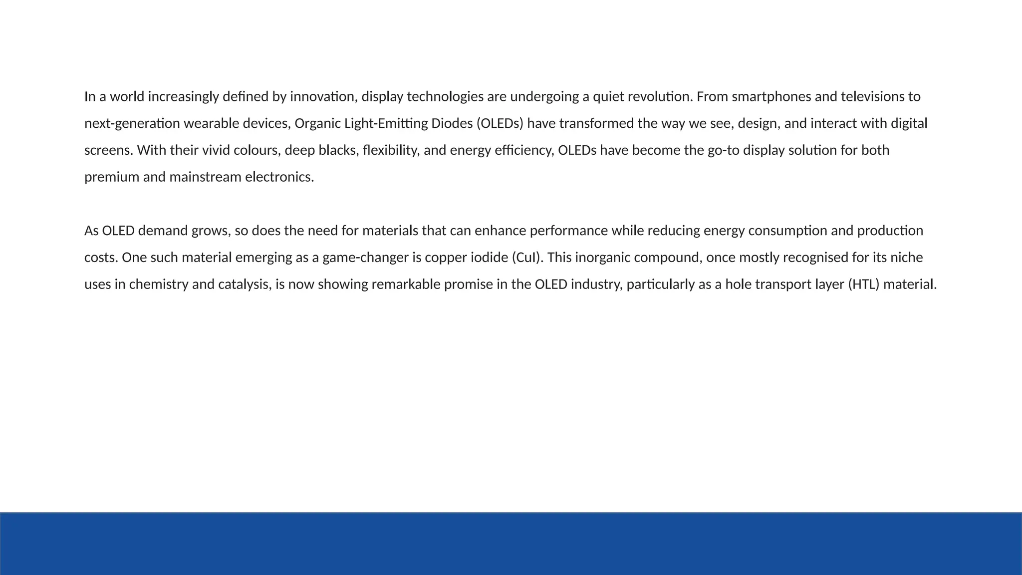 Copper Iodide Emerges as Game Changer in OLED Design | PPTX