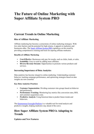 The Future of Online Marketing with Super Affiliate System PRO.docx ...
