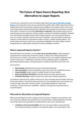 The Future of Open Source Reporting Best Alternatives to Jaspersoft.docx