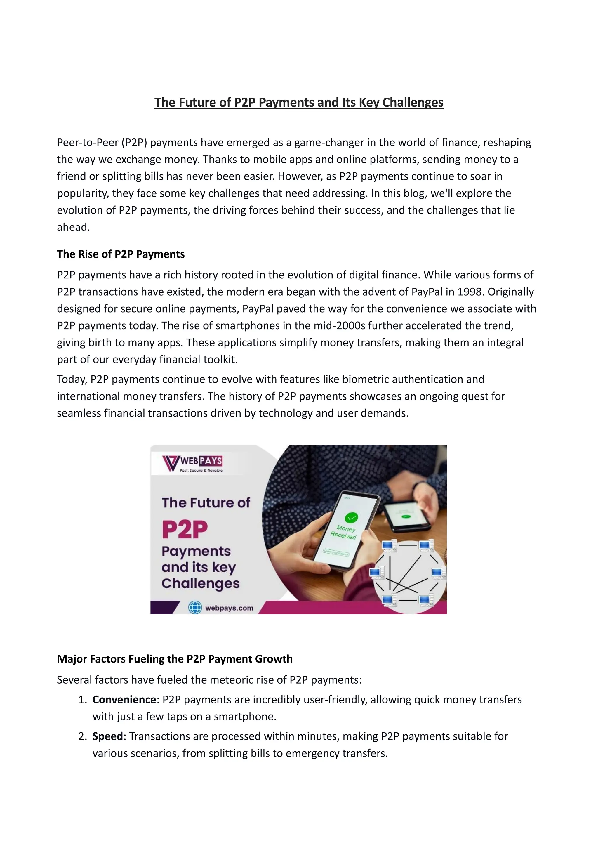 The Future of P2P Payments and Its Key Challenges | PDF