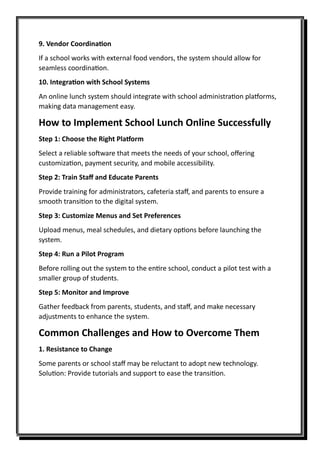 The Future of School Meals - Convenience and Nutrition with School ...