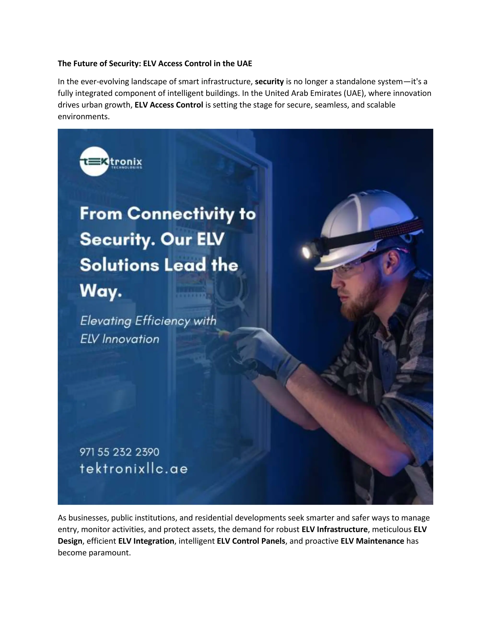 The Future of Security - ELV Access Control in the UAE | PDF
