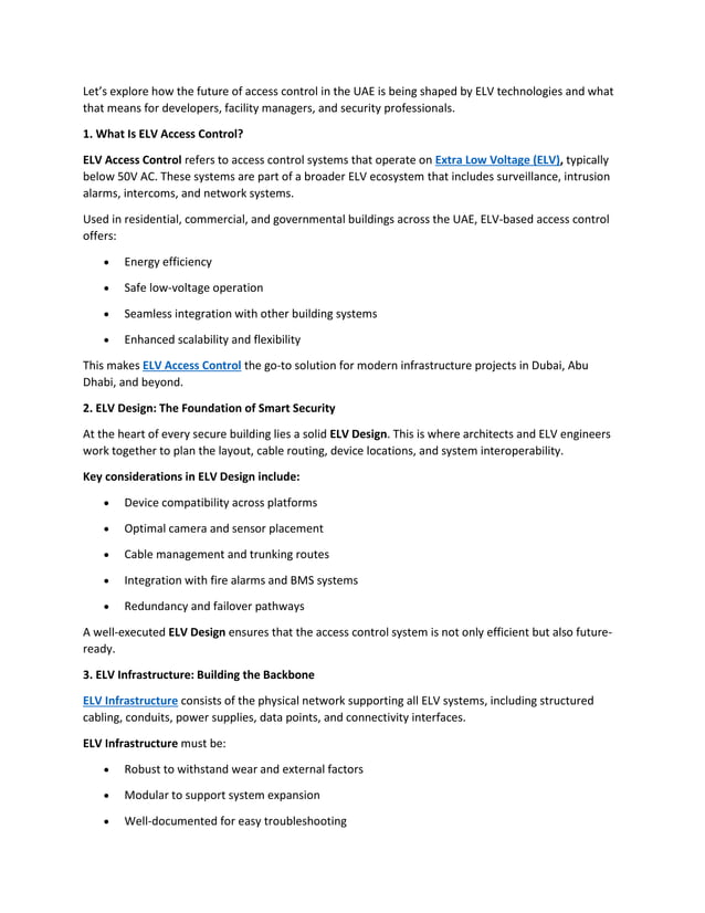 The Future of Security - ELV Access Control in the UAE | PDF