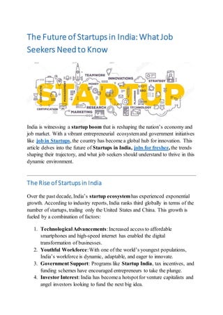 The Future of Startups in India: What Job Seekers Need to Know | PDF