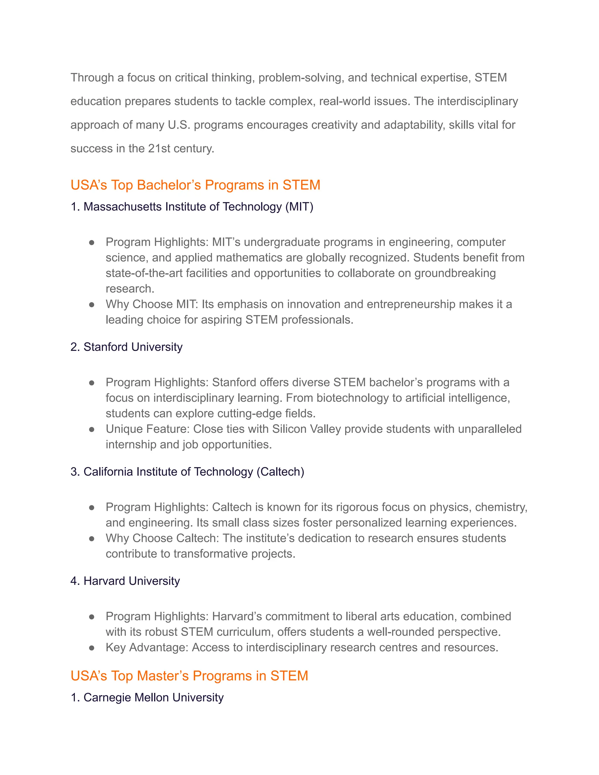 The Future of STEM Education_ USA’s Best Bachelor’s and Master’s Programs | PDF