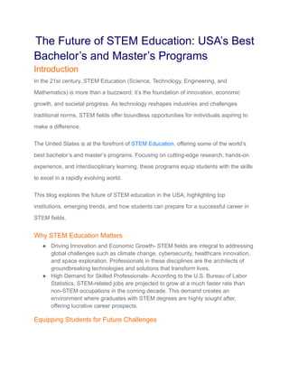 The Future of STEM Education_ USA’s Best Bachelor’s and Master’s Programs | PDF