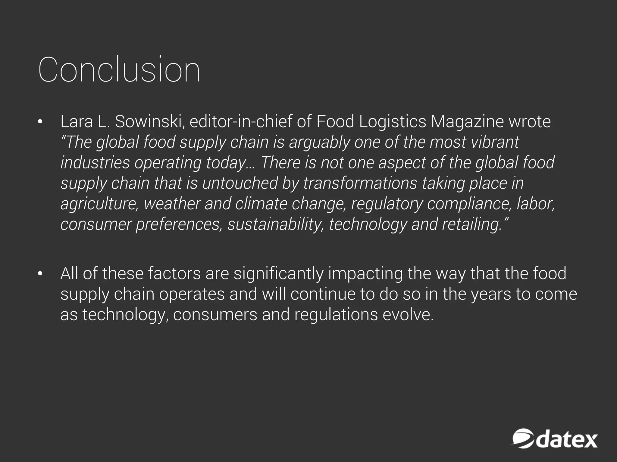 The Future of the Food Supply Chain & Logistics | PDF