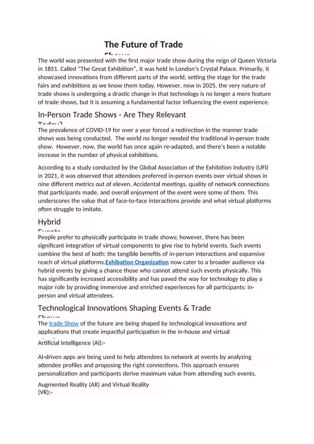 The Future of Trade Shows during the reign of Queen Victoria in 1851 ...