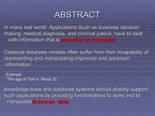 The Fuzzy Logical Databases | PPT