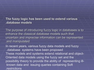The Fuzzy Logical Databases | PPT