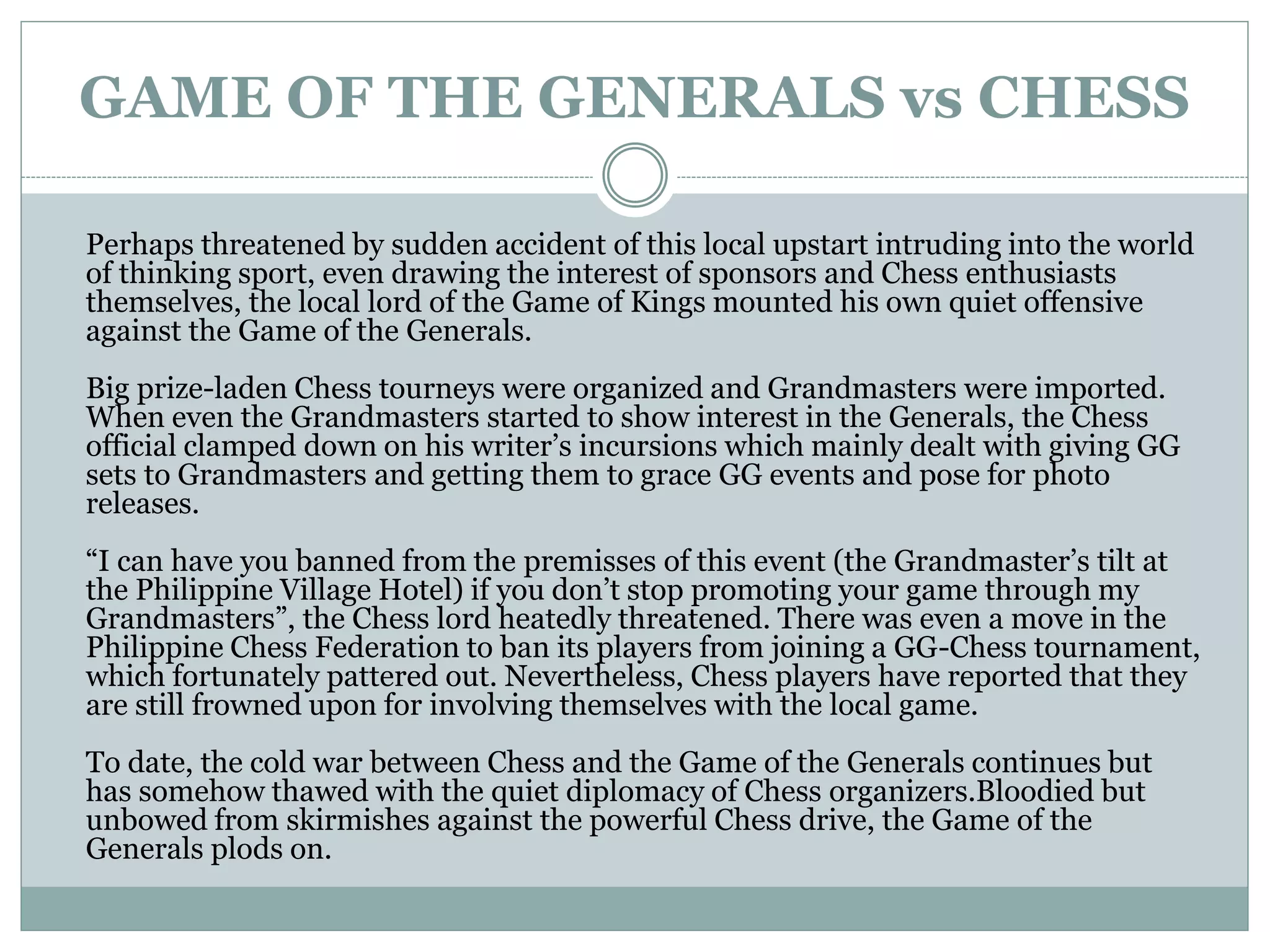 The game of the generals' story | PPTX
