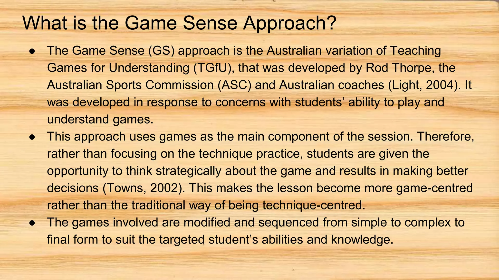 The game sense approach | PPT