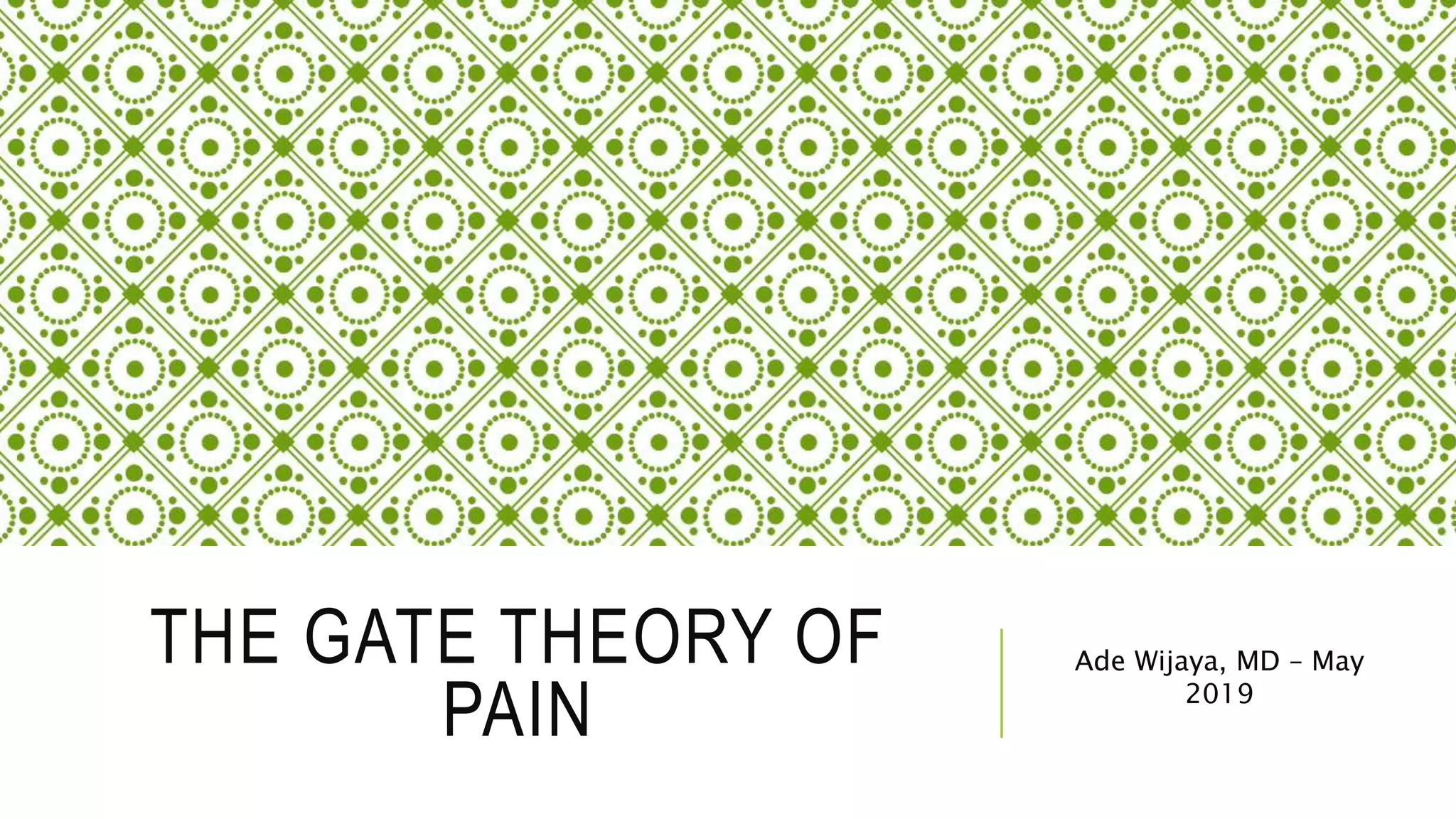 The Gate Theory of Pain | PPT
