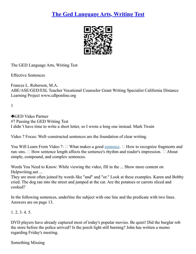 The Ged Language Arts, Writing Test | PDF
