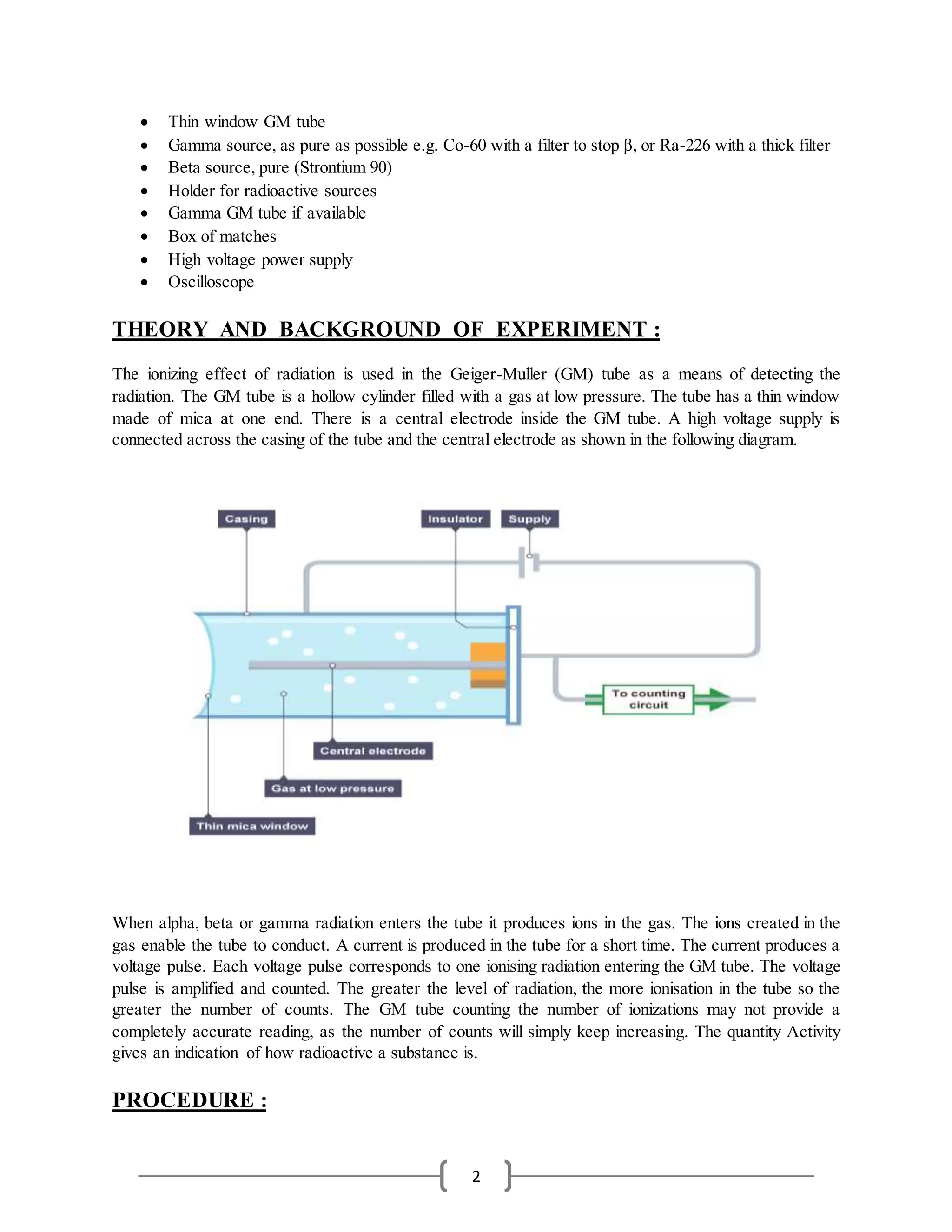 The geiger muller tube experiment . | DOCX