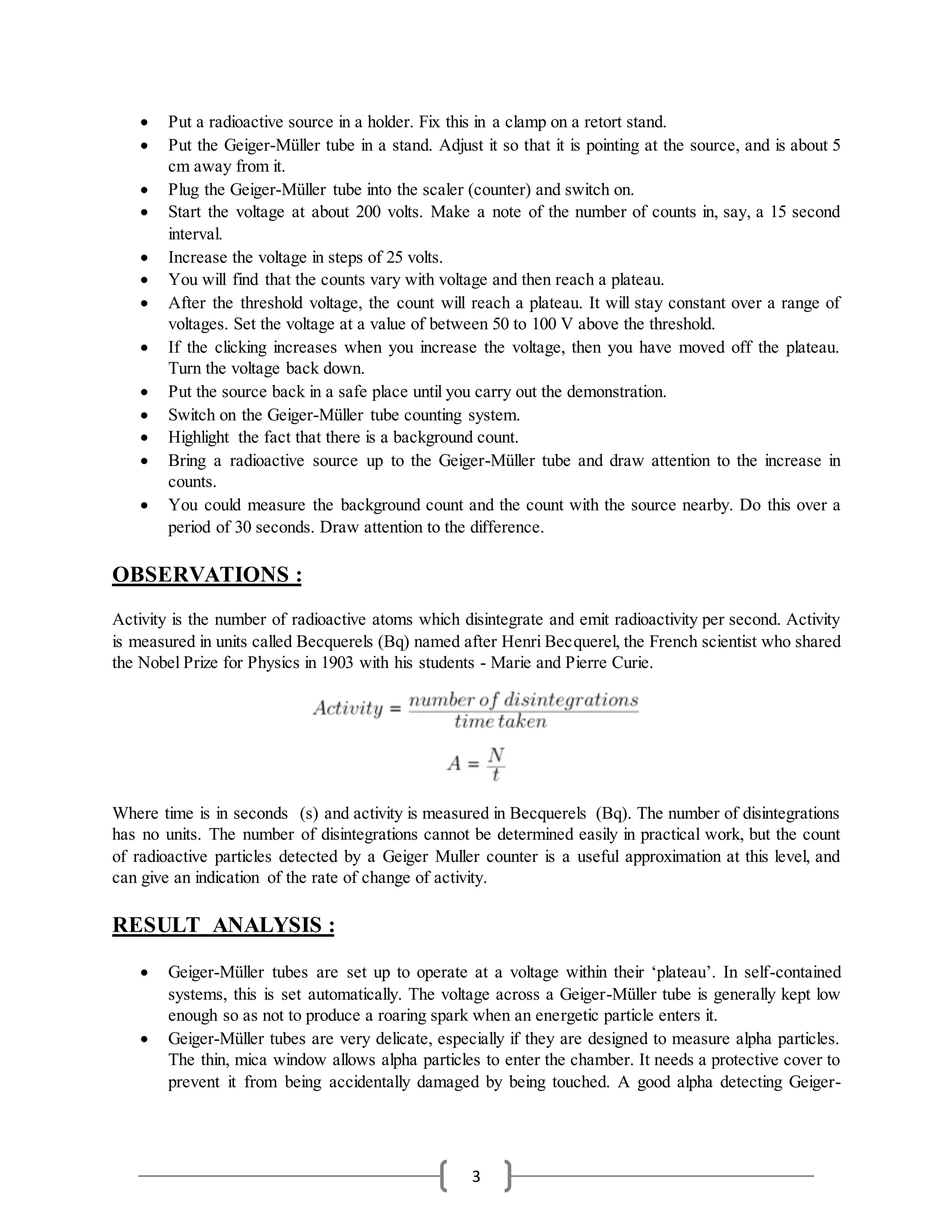 The geiger muller tube experiment . | DOCX