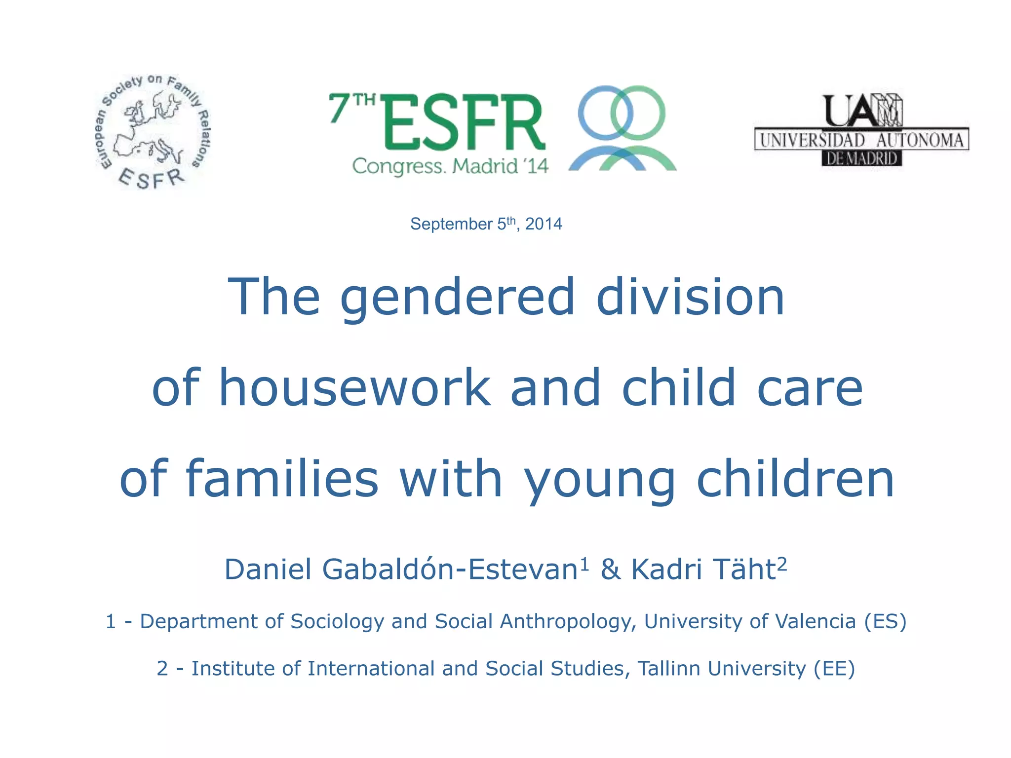 The gendered division of housework and parenting | PPTX