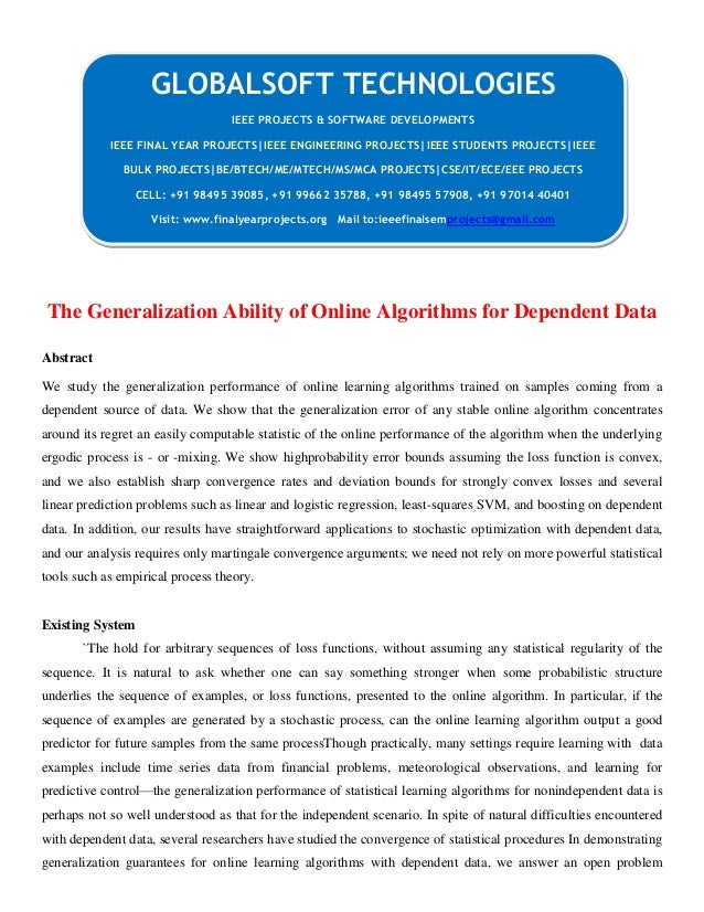 The Generalization Ability Of Online Algorithms 7009