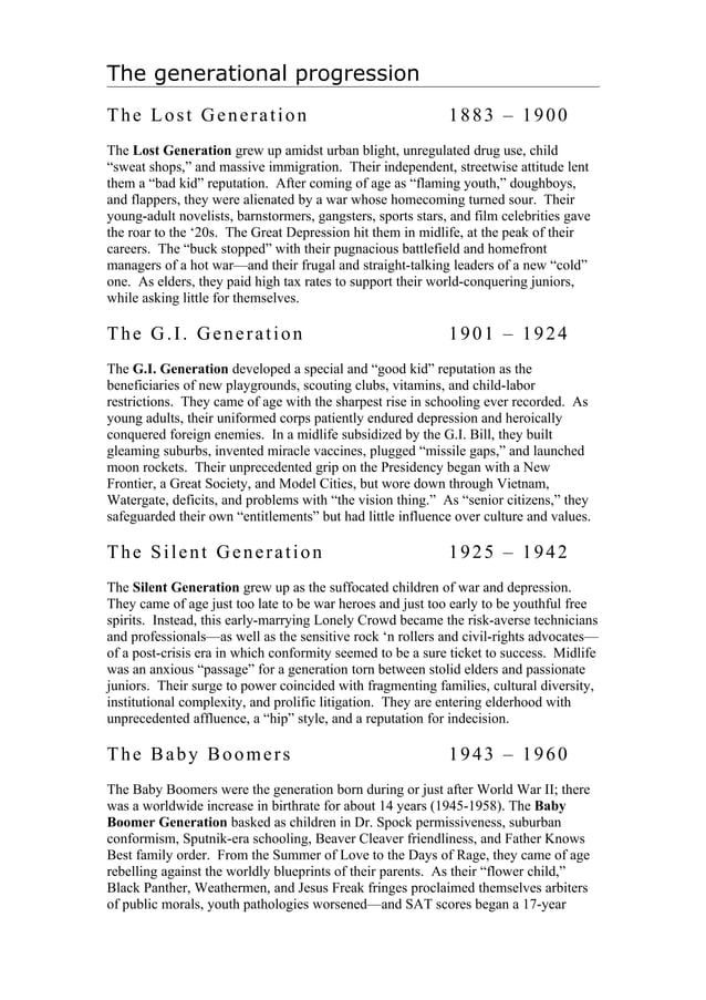 The Generational Progression | DOC