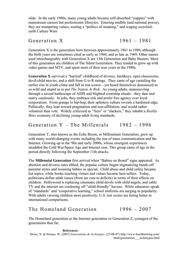 The Generational Progression | DOC