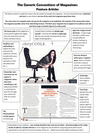 The generic conventions of magazines feature article | PDF