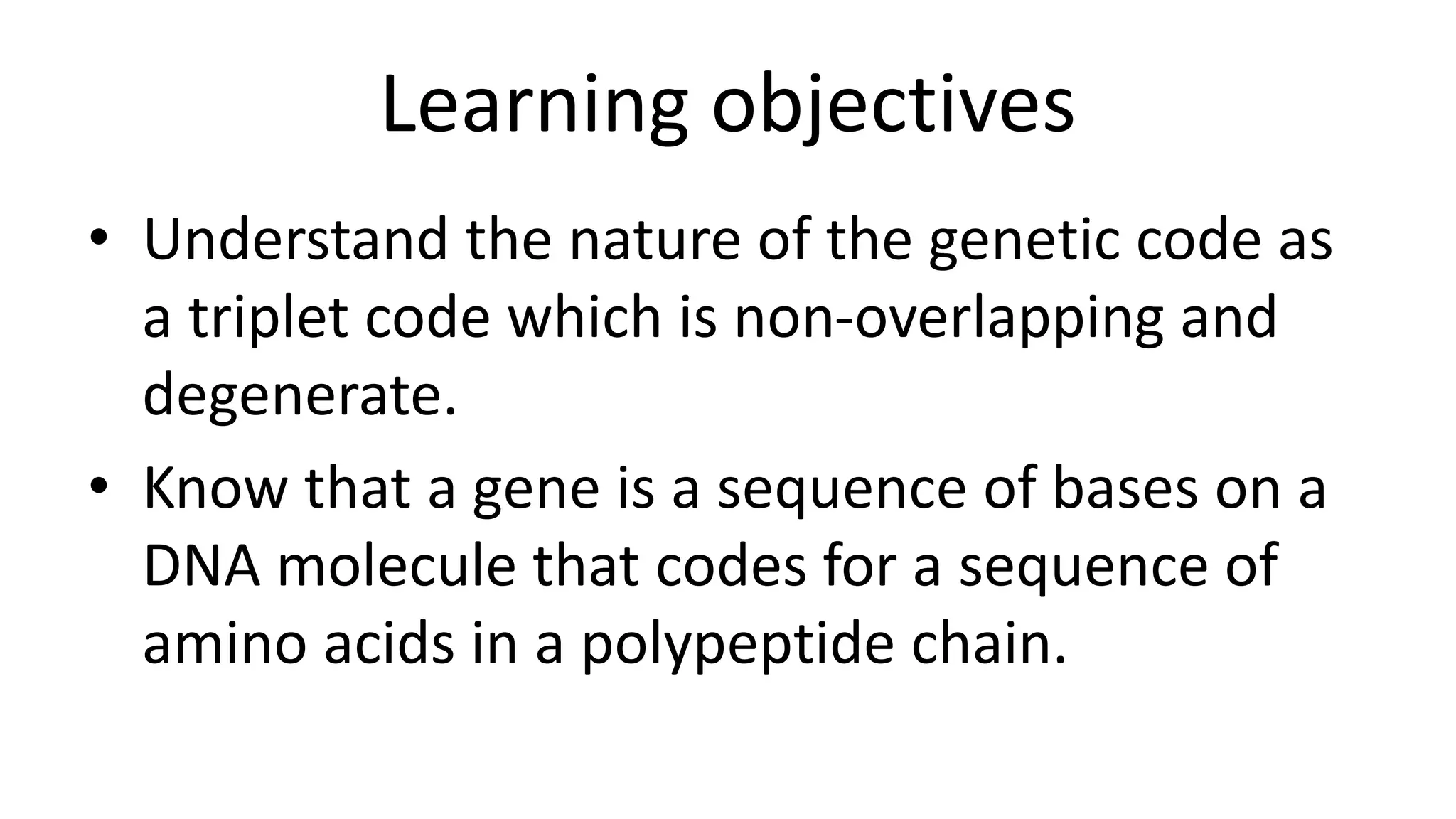AS Biology - The genetic code | PPTX