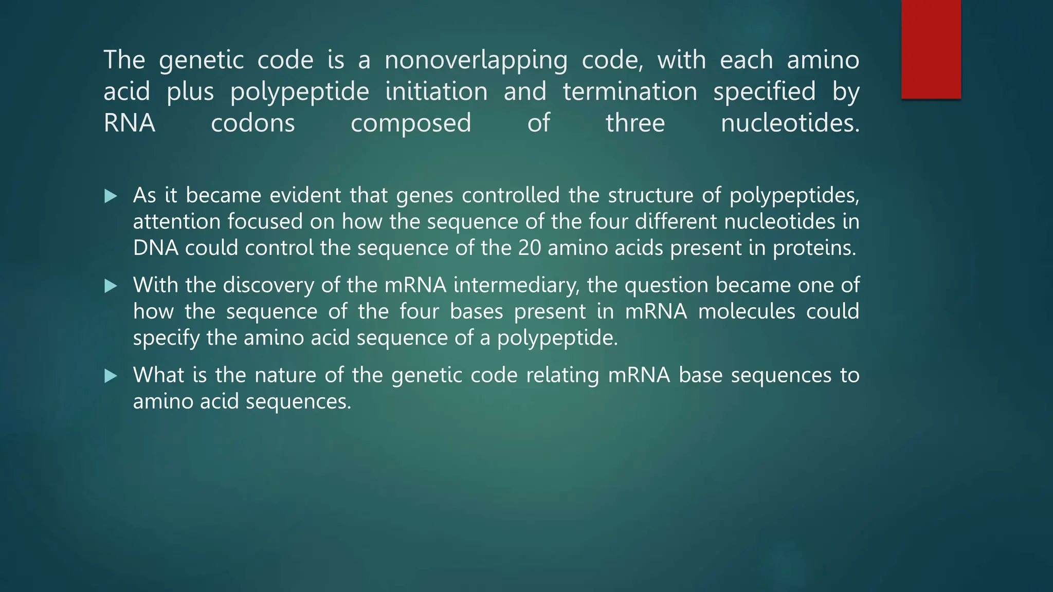 THE GENETIC CODE.pptx | Chemistry | Science