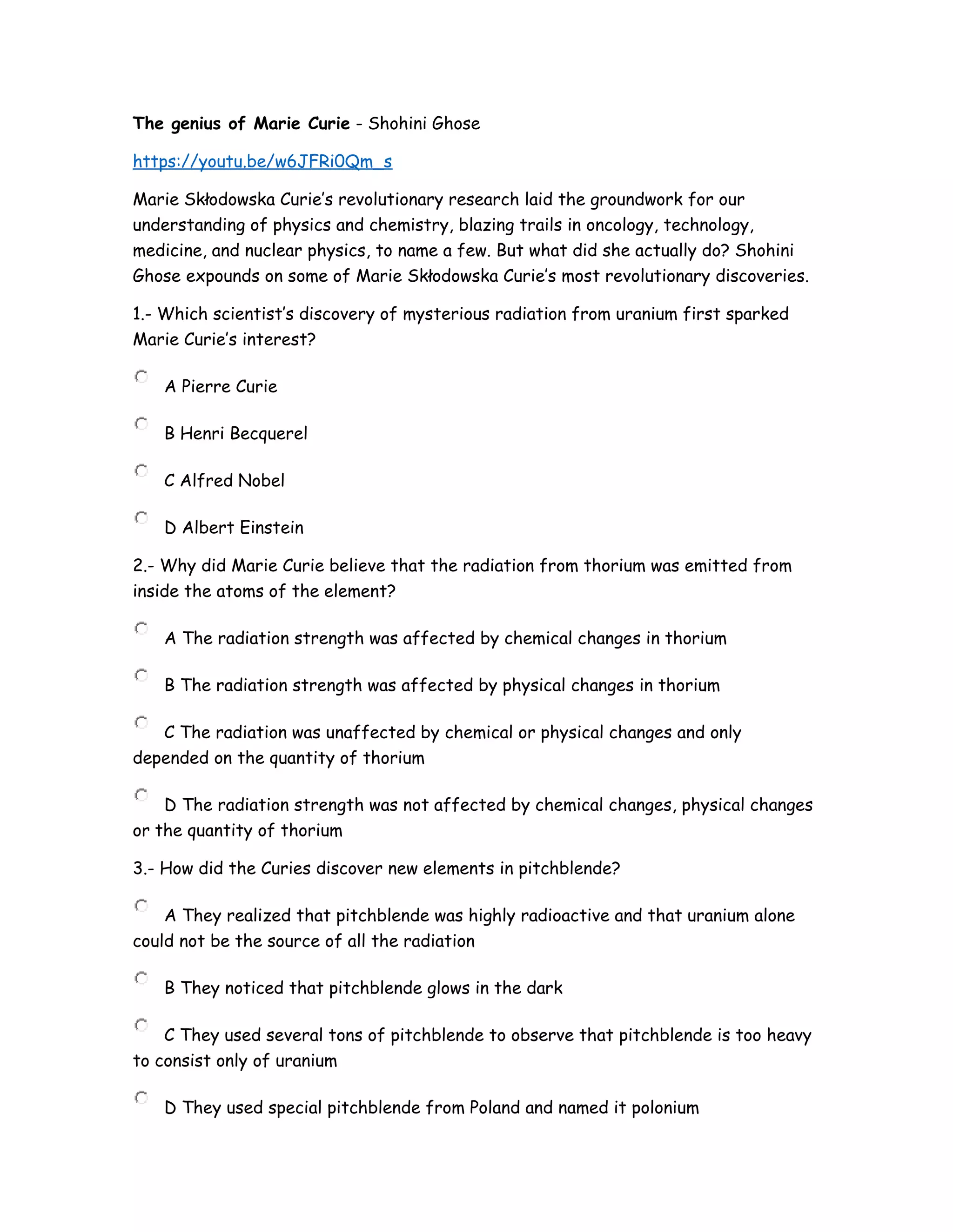 The genius of Marie Curie | DOC