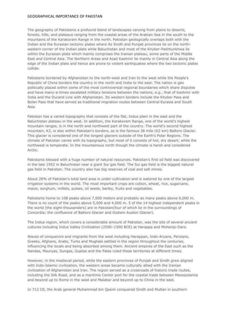 The geography of pakistanis a profound blend of landscapes varying from ...