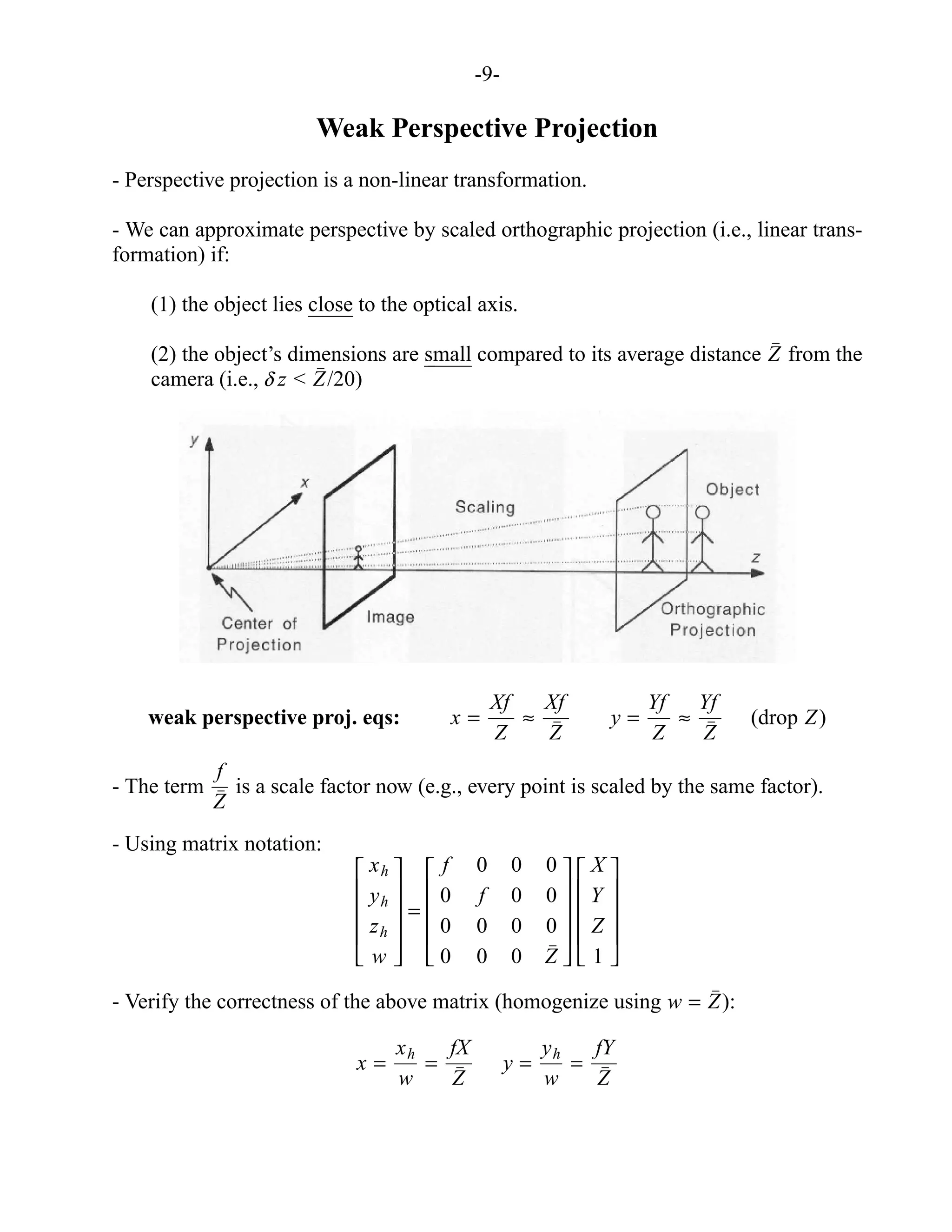 The geometry of perspective projection | PDF