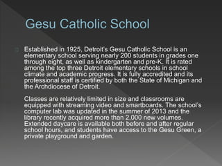 The Gesu Catholic School in Detroit | PPTX | Daycare and Pre-School ...