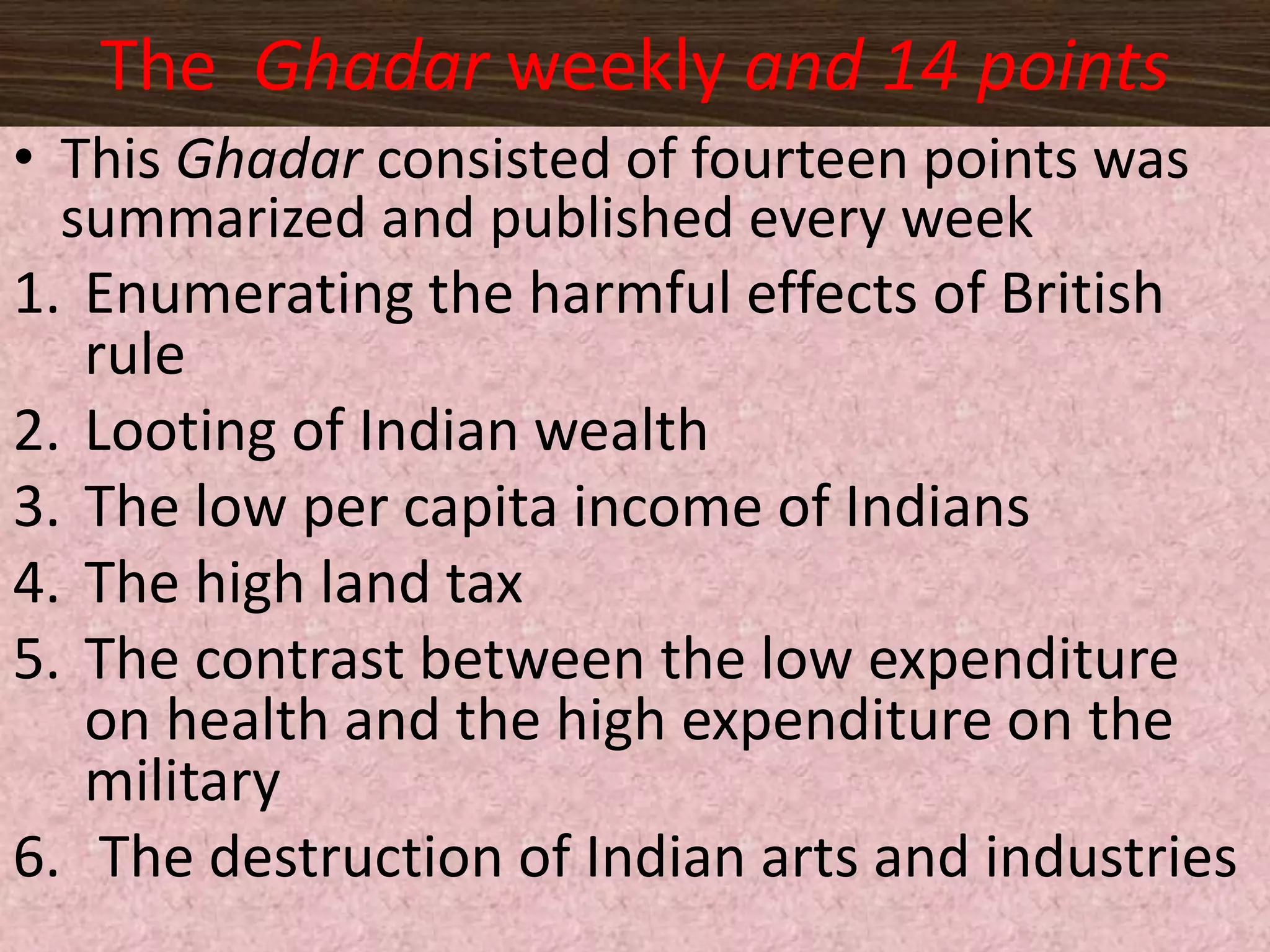 The Ghadar party ppt by dr. rao | PPTX
