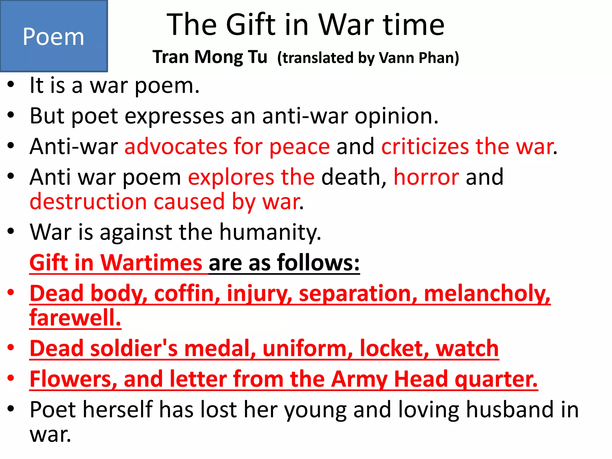 The Gift in WartimeTran Mong Tu (translated by Vann Phan).pptx