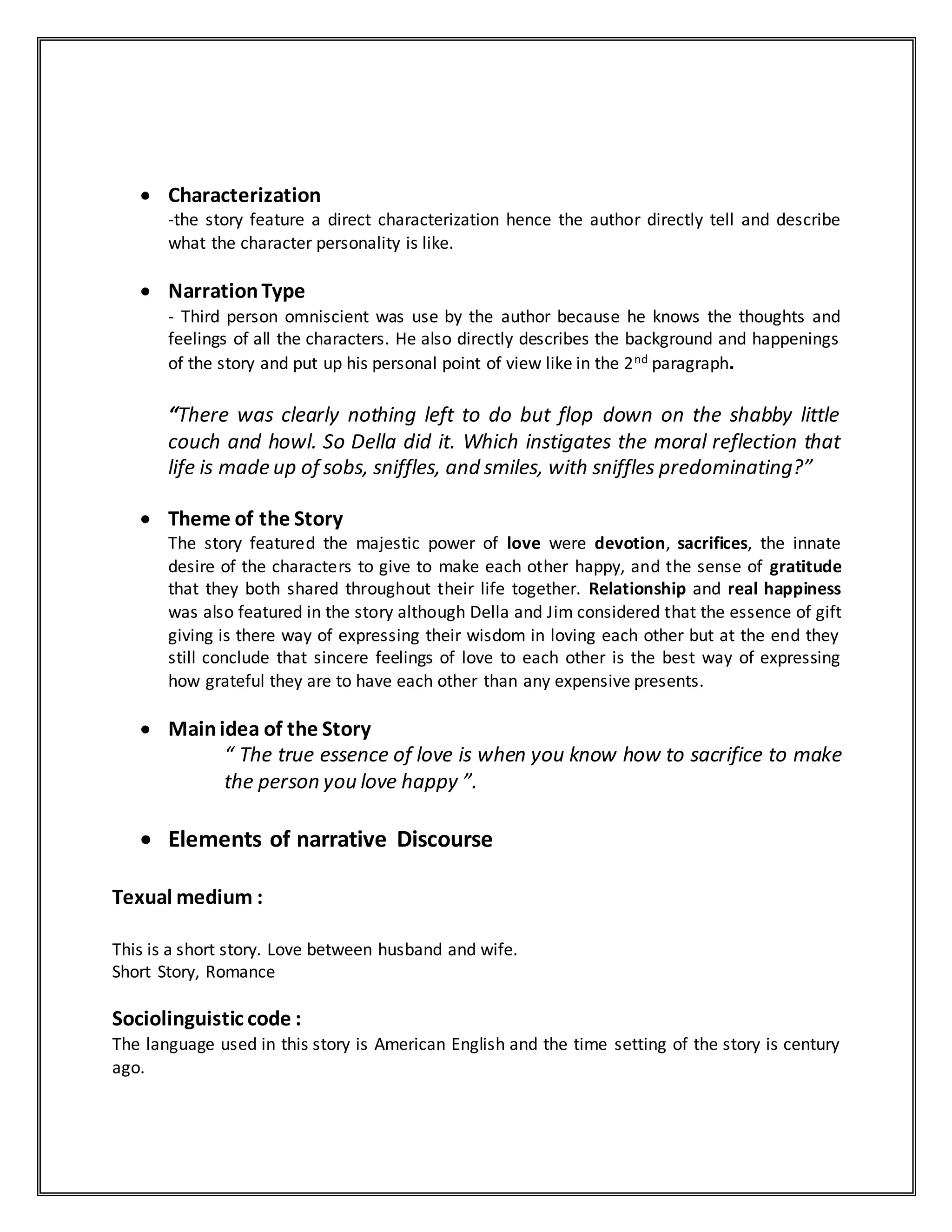 Stylistic analysis The gift of Magi | DOCX