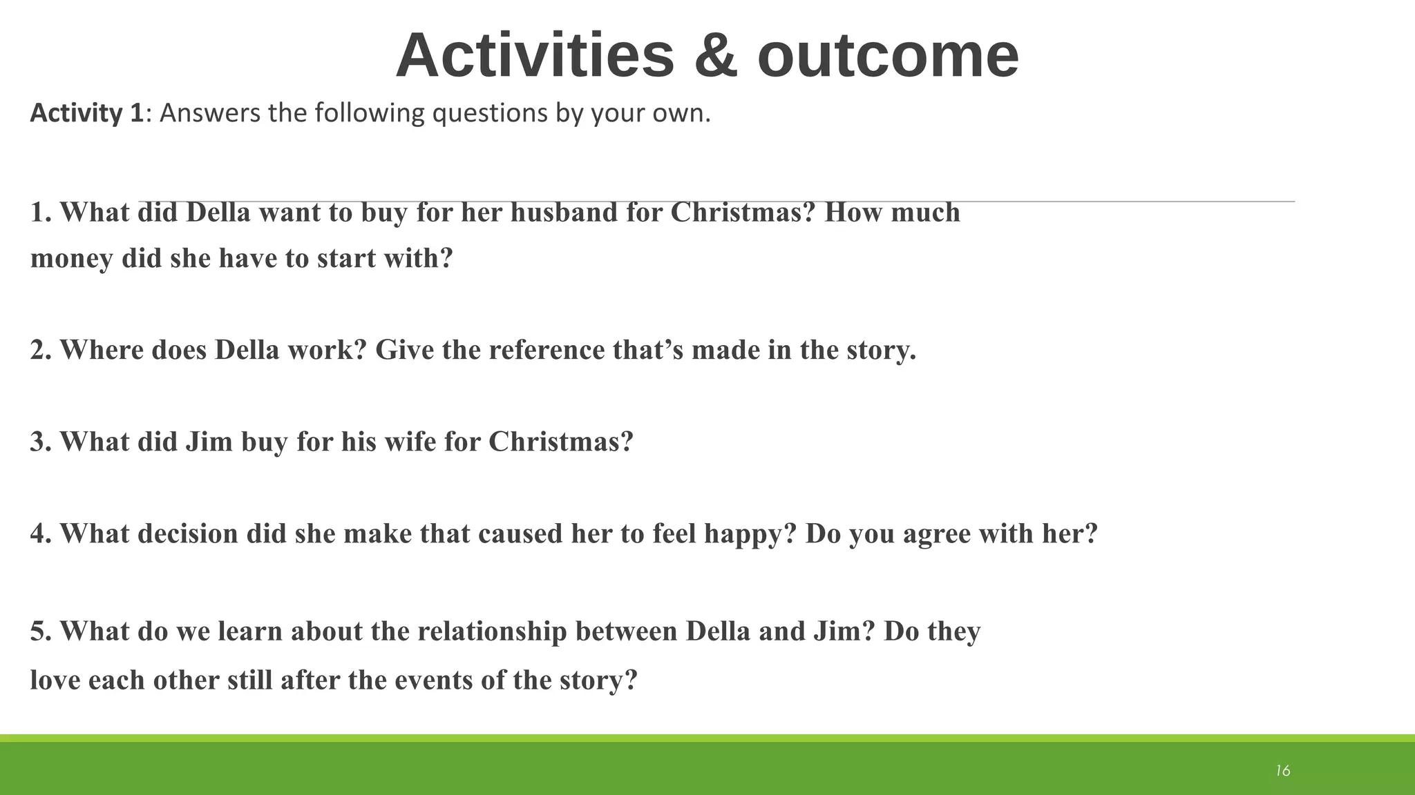 The Gift of Magi with Classroom activities | PPT