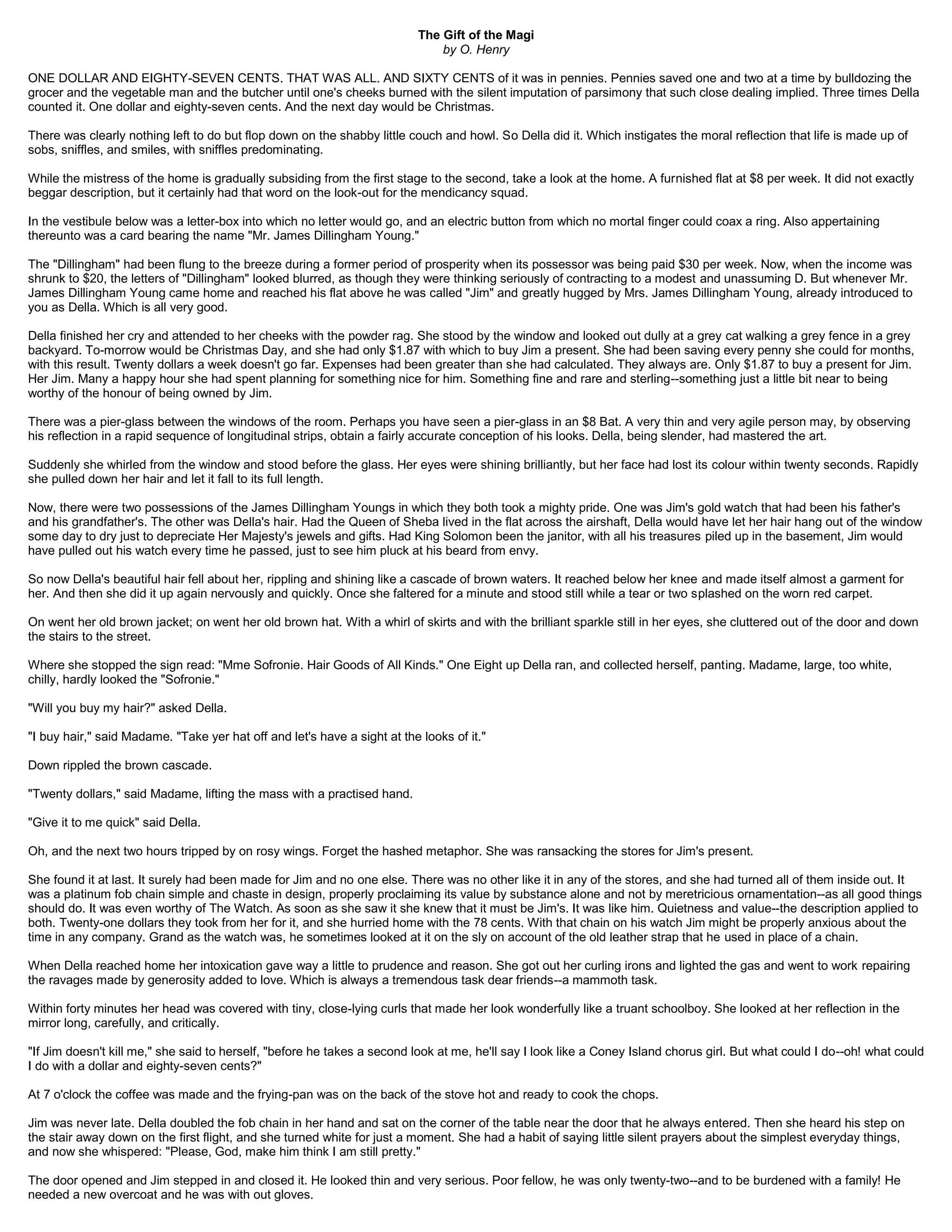 The gift of the magi o.henry | PDF